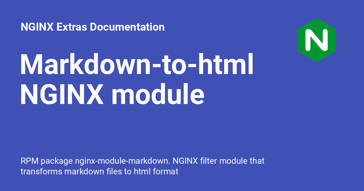 Markdown-to-html NGINX module - NGINX Extras Documentation