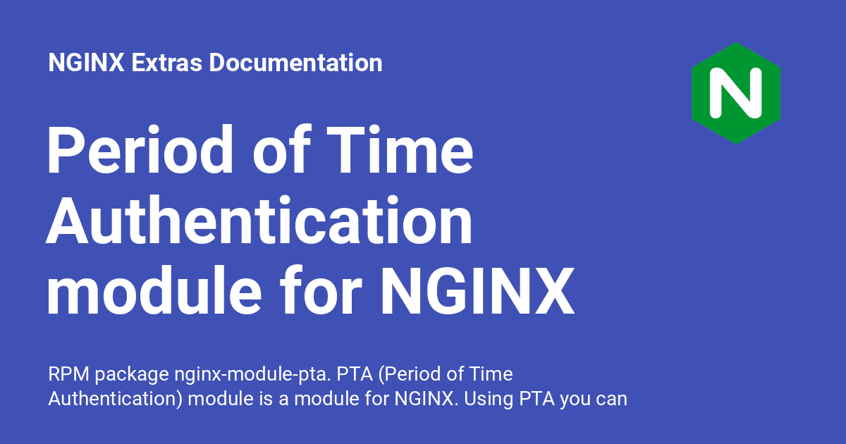 Period of Time Authentication module for NGINX - NGINX Extras Documentation